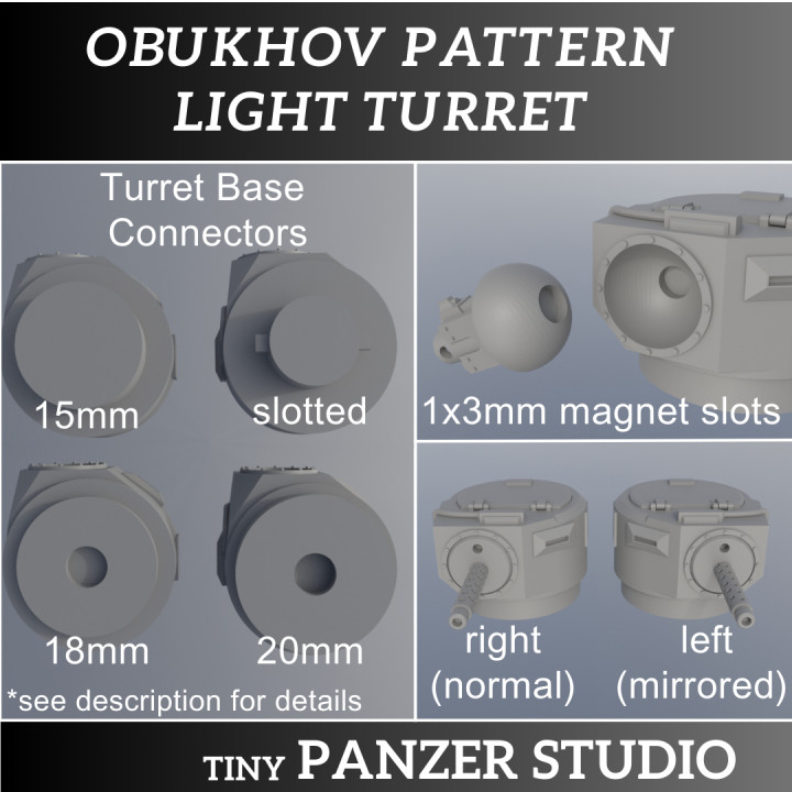 3D Printable Obukhov Pattern Light Turret by Tiny Panzer Studio