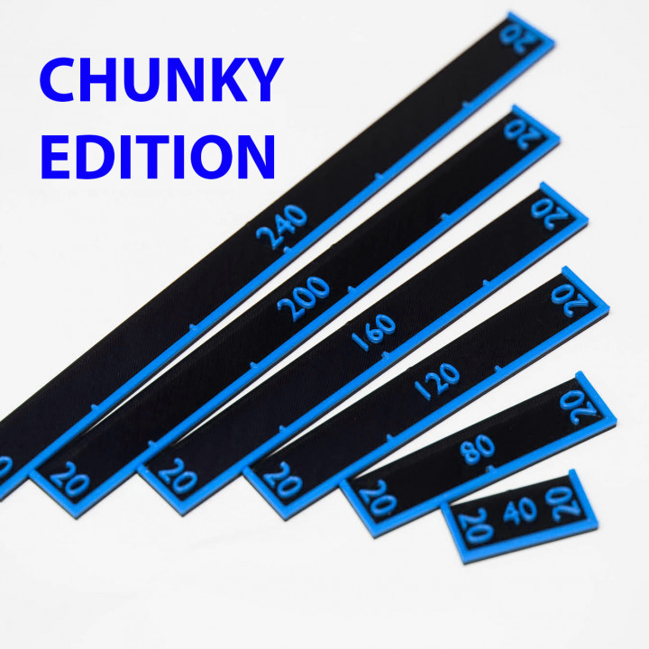 3D Printable Wargaming Measuring Tool STLs - Metric, for ADLG etc ...