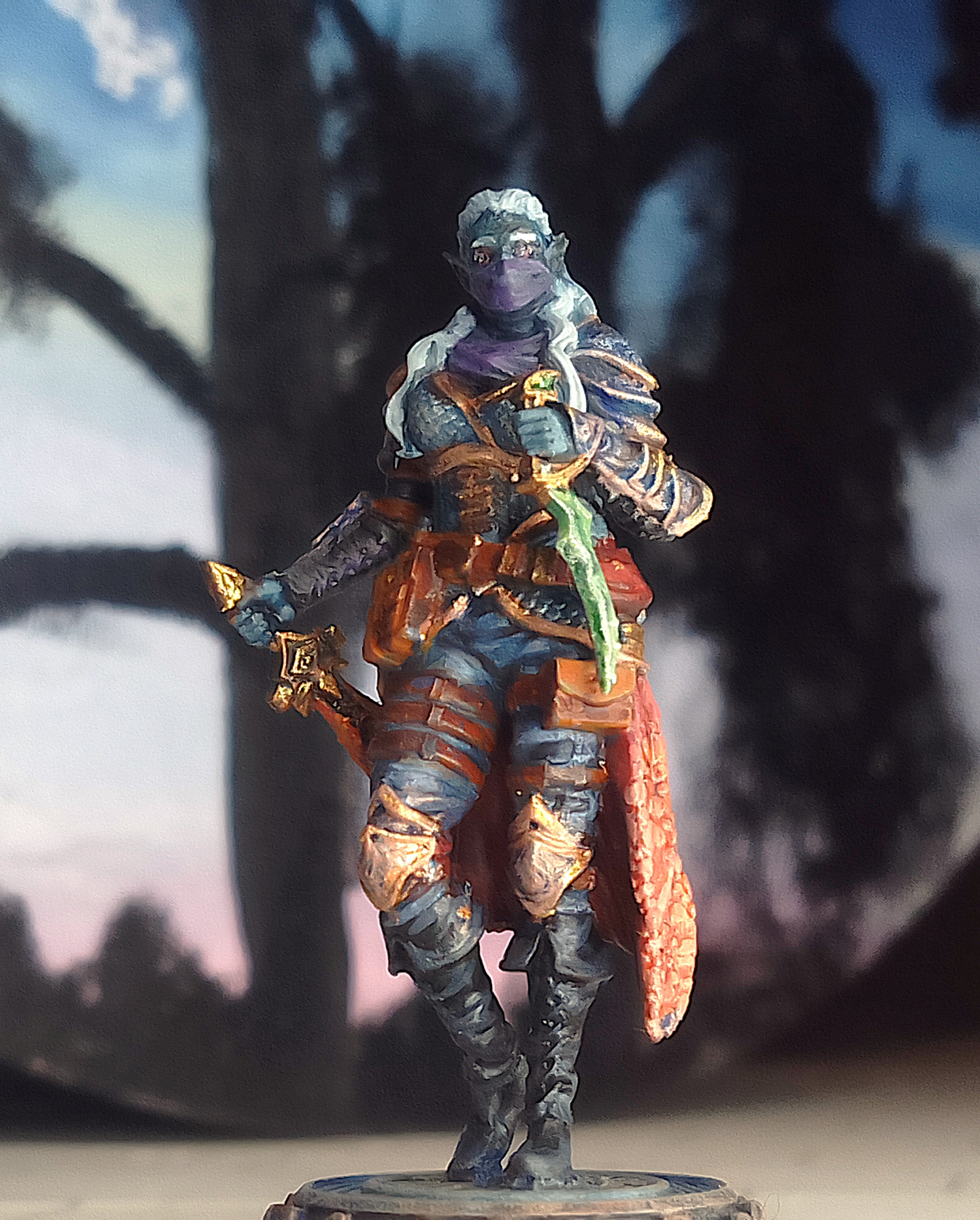 3D Printable Water Genasi Swashbuckler Rogue - Hali Brookes by DM Stash