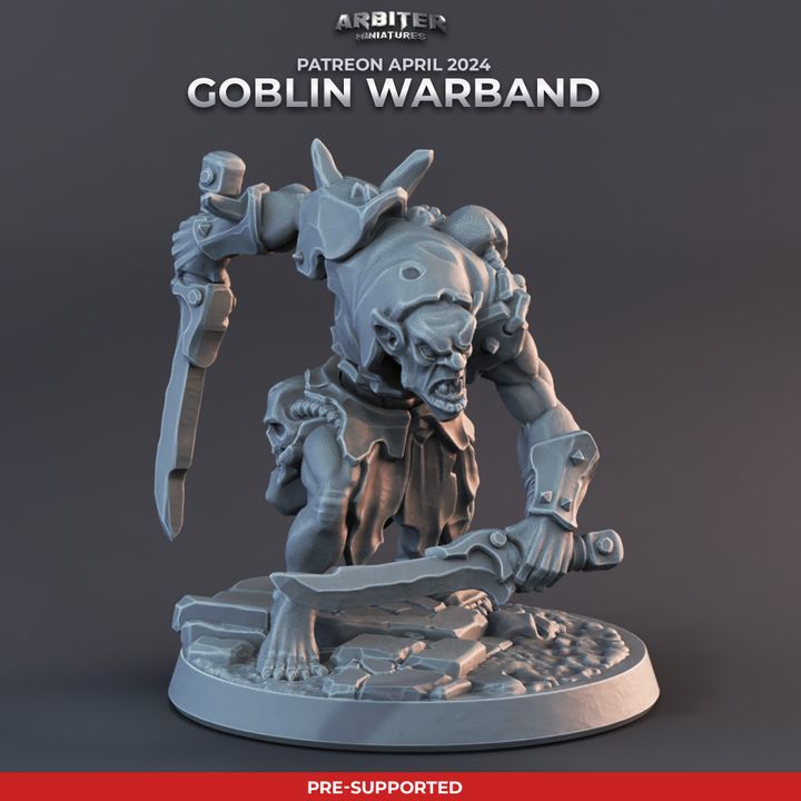 3D Printable Arbiter Miniatures Patreon April 2024 Goblin Warband Presupported by Arbiter ...