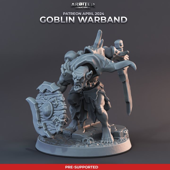 3D Printable Arbiter Miniatures Patreon April 2024 Goblin Warband Presupported by Arbiter ...