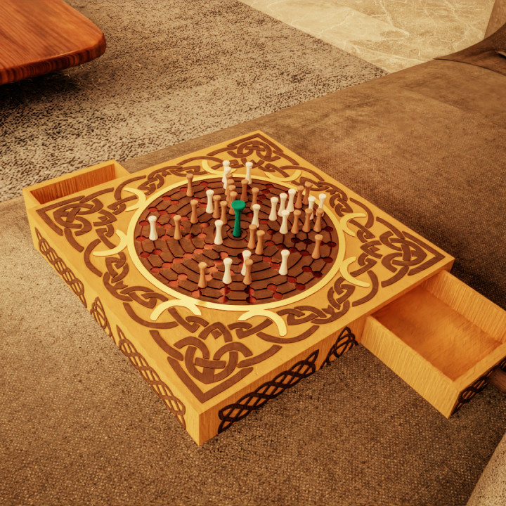 3D Printable Fidchell Board Game by Lazy Bear