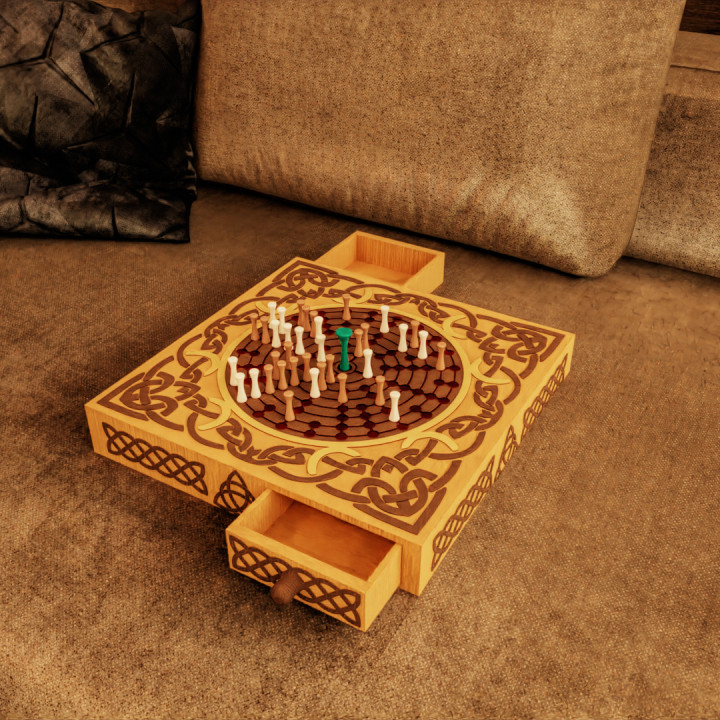 3D Printable Fidchell Board Game by Lazy Bear