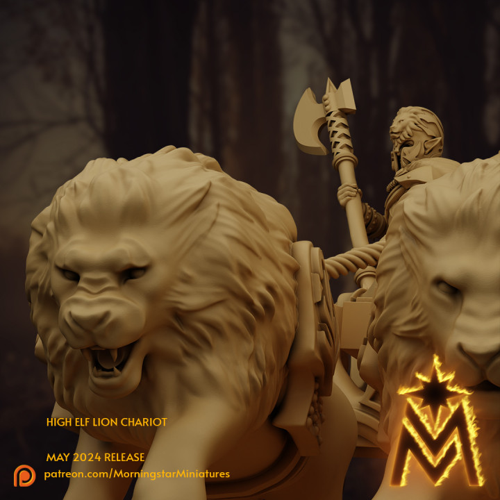 3D Printable High Elf Lion Chariot | 32mm Scale Presupported by ...