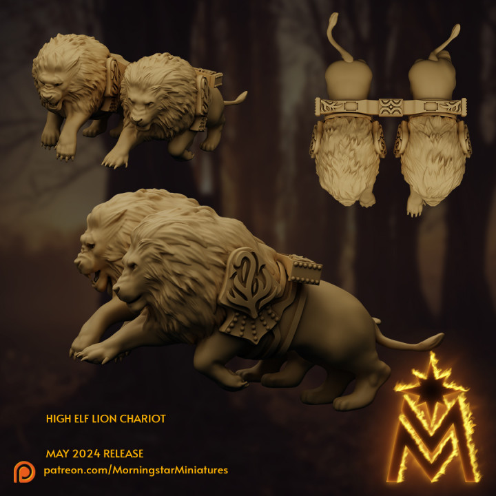 3D Printable High Elf Lion Chariot | 32mm Scale Presupported by ...