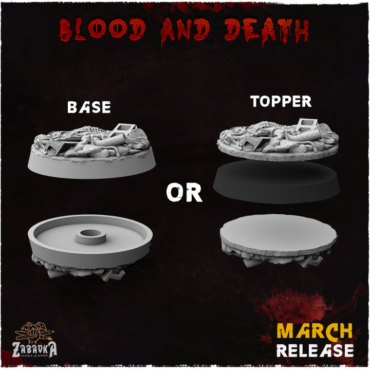 3D Printable Blood and Death - Bases & Toppers (Small Set) by Zabavka ...