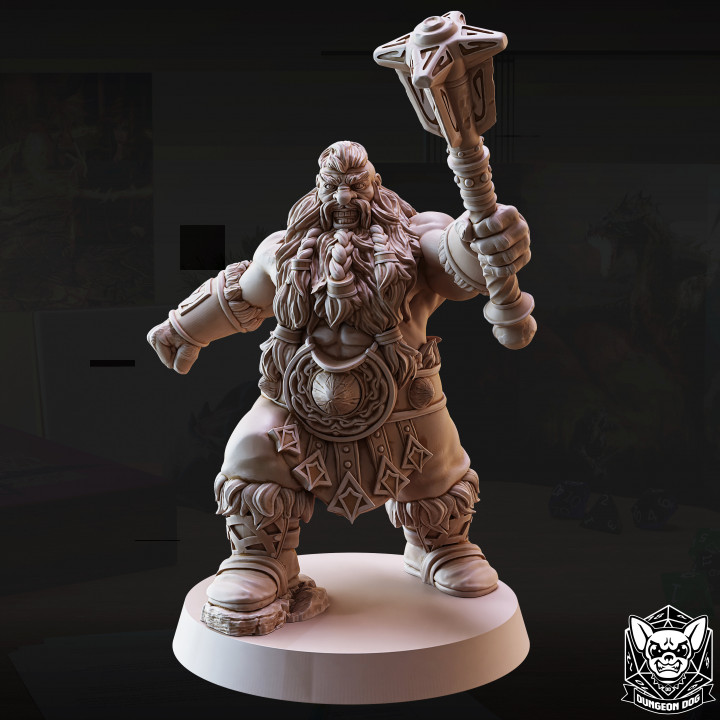 3D Printable Dwarf Barbarian - C by Dungeon Dog