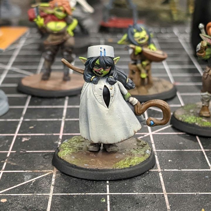 3D Print of Maya the Goblin Cleric (+ face variant) by Robotjones