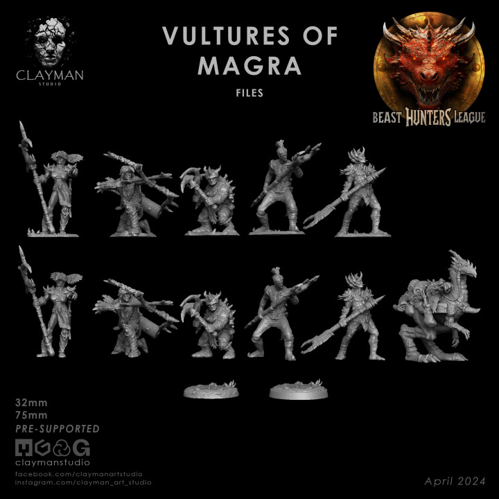 3D Printable Vultures of Magra - 32mm - 75mm by Clayman Studio