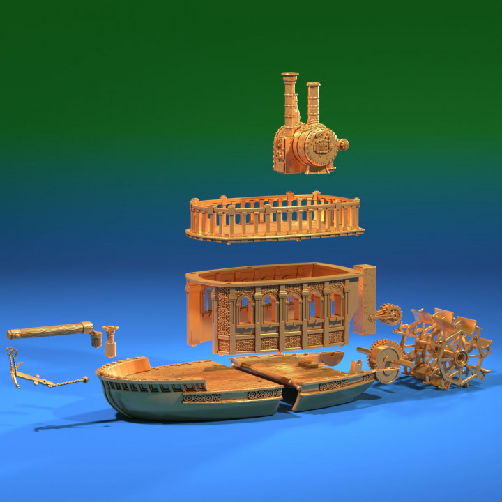 3D Printable 🚢 Clockwork Paddle Boat “Steam Heart” – Steampunk ...