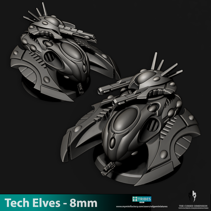 3D Printable Tech Elves - Heavy Tank - 8mm by Edge Miniatures