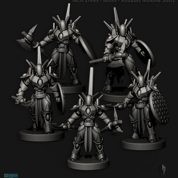 3D Printable Tech Elves - Assault Mobile Suits - 8mm by Edge Miniatures