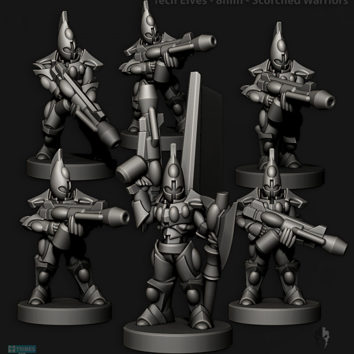3D Printable Tech Elves - Scorched Warriors - 8mm by Edge Miniatures
