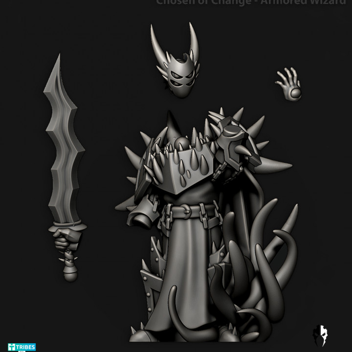 3D Printable Armored Wizard of Change - Followers of Change - 28mm by ...