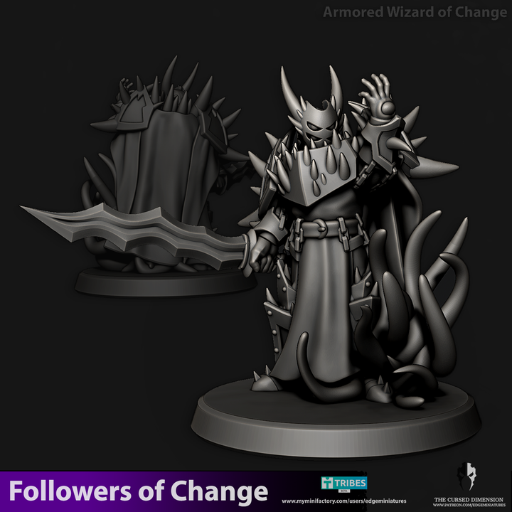 3D Printable Armored Wizard of Change - Followers of Change - 28mm by ...
