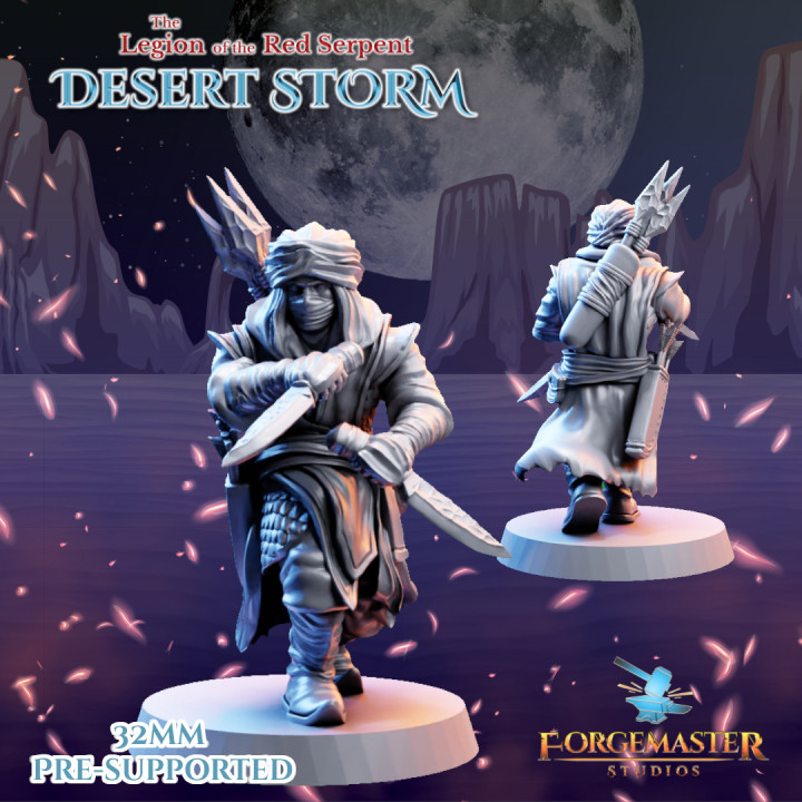 3D Printable Desert Dagger Warriors - Desert Shadow Dagger Poses by ...