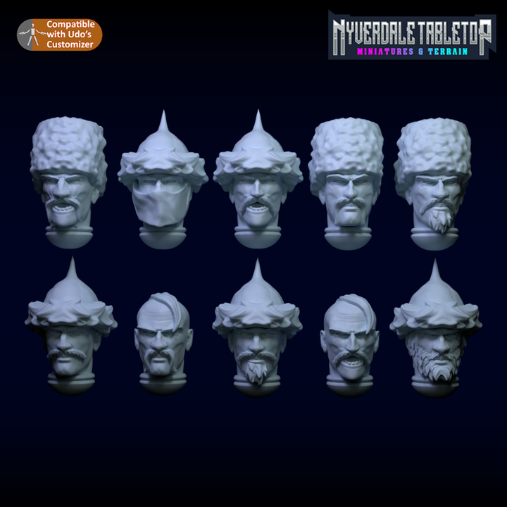 3D Printable Cossack Heads by Nyverdale Tabletop