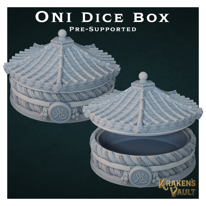 3D Printable Oni Dice Box by Kraken's Vault