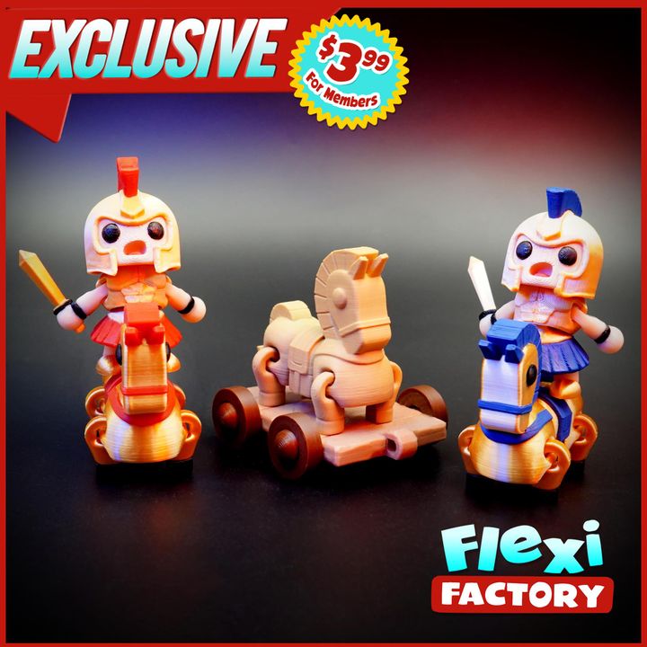 3D Printable Exclusive: Flexi Factory Gladiator and Horse Now $3.99 for ...