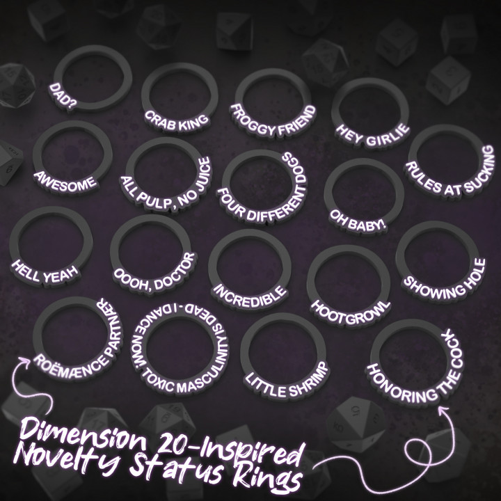 3D Printable Dimension 20 Fantasy High-Inspired Status Rings! by Found ...