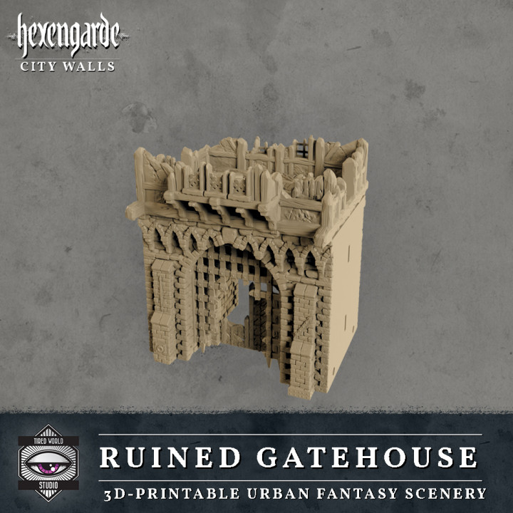 3D Printable Ruined Gatehouse by Tired World Studio