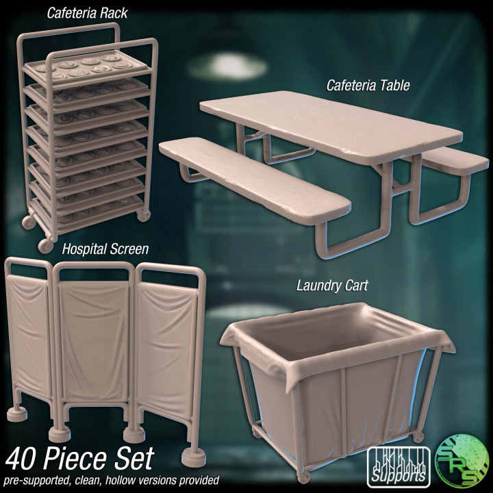 3D Printable Haunted Asylum Terrain Set by SRS Studios