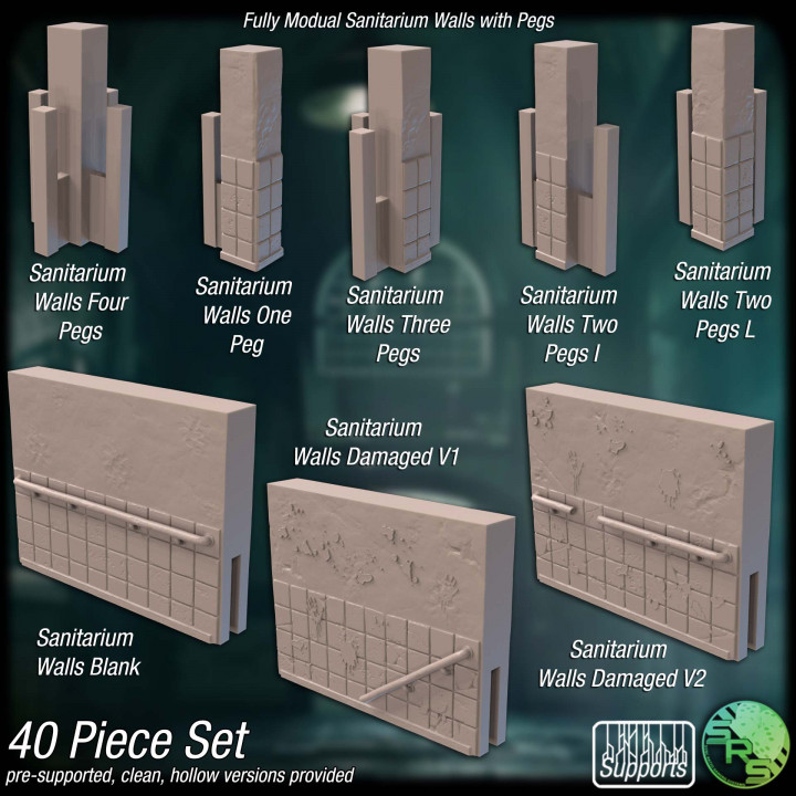3D Printable Haunted Asylum Terrain Set by SRS Studios