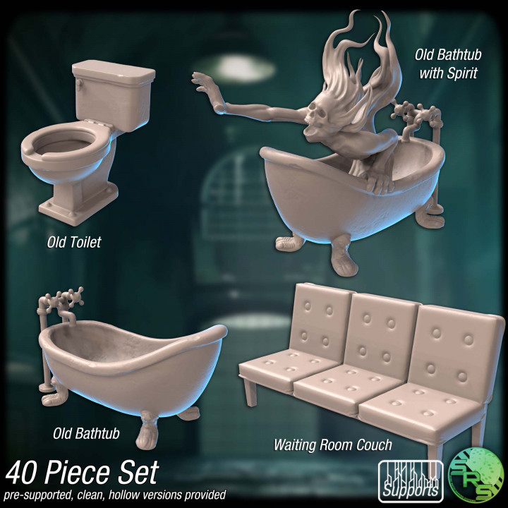 3D Printable Haunted Asylum Terrain Set by SRS Studios