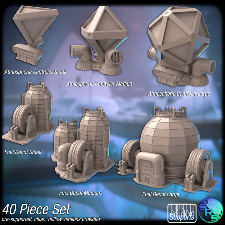 3D Printable Spaceport Terrain Set by SRS Studios