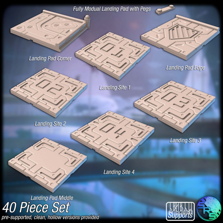 3D Printable Spaceport Terrain Set by SRS Studios