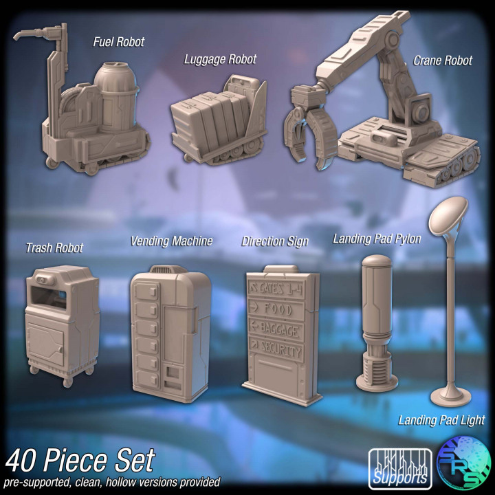 3D Printable Spaceport Terrain Set by SRS Studios