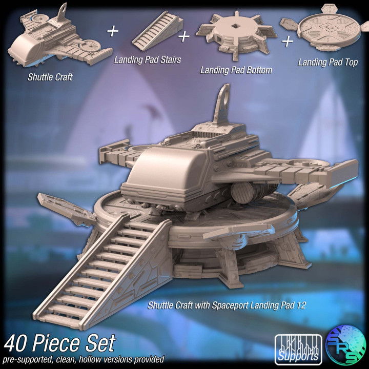 3D Printable Spaceport Terrain Set by SRS Studios