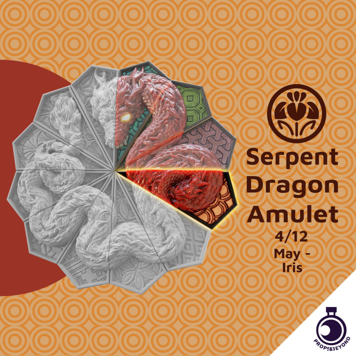 3D Printable Serpent Dragon Amulet - Satsuki - Iris Shard - May by ...