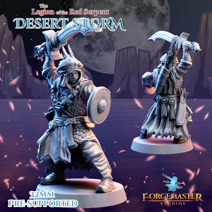 3D Printable Desert Sword Warriors - Desert Shadow Sword Poses by ...