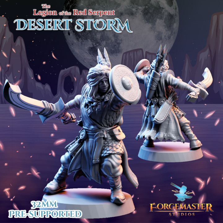 3D Printable Desert Sword Warriors - Desert Shadow Sword Poses by ...