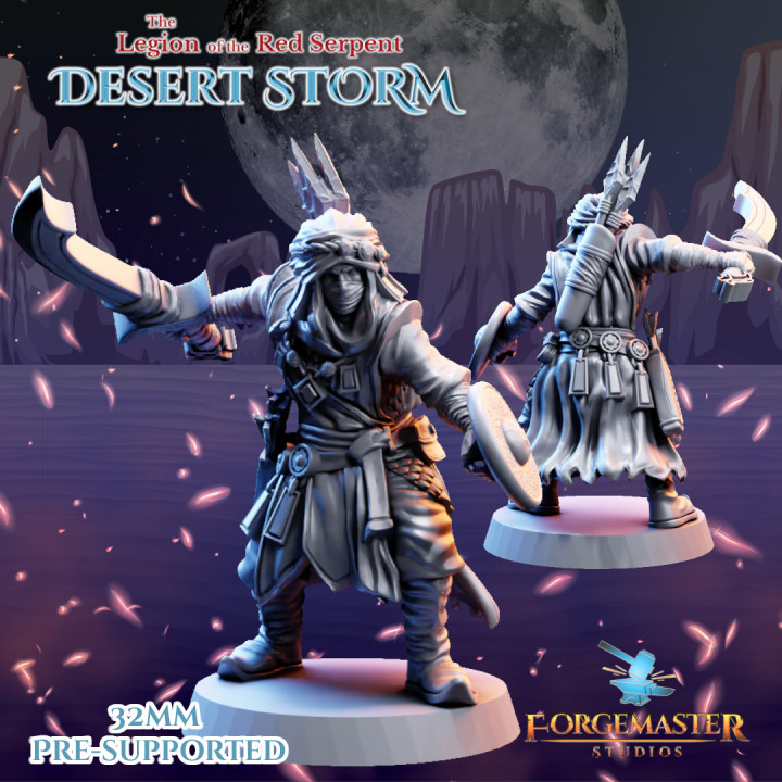 3D Printable Desert Sword Warriors - Desert Shadow Sword Poses by ...