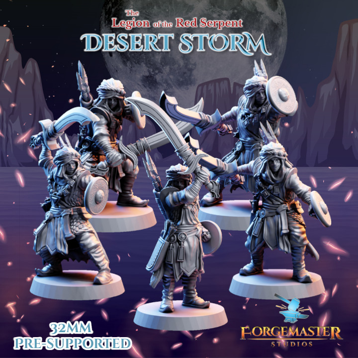 3D Printable Desert Sword Warriors - Desert Shadow Sword Poses by ...