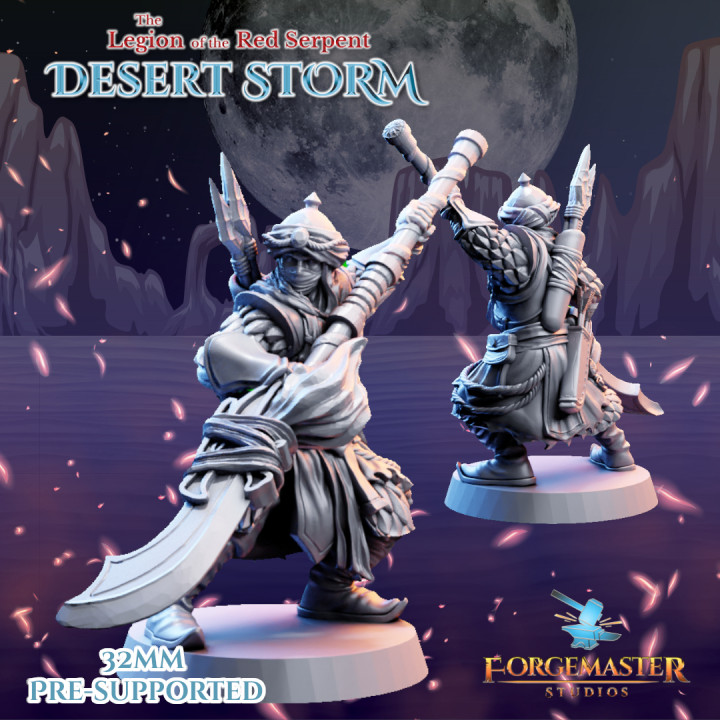 3D Printable Desert Polearm Warriors - Desert Shadow Polearm Poses by ...