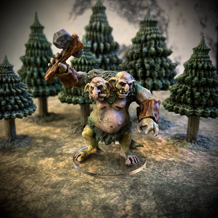 3D Printable Nine Worlds: Two-Headed Forest Troll by Ill Gotten Games