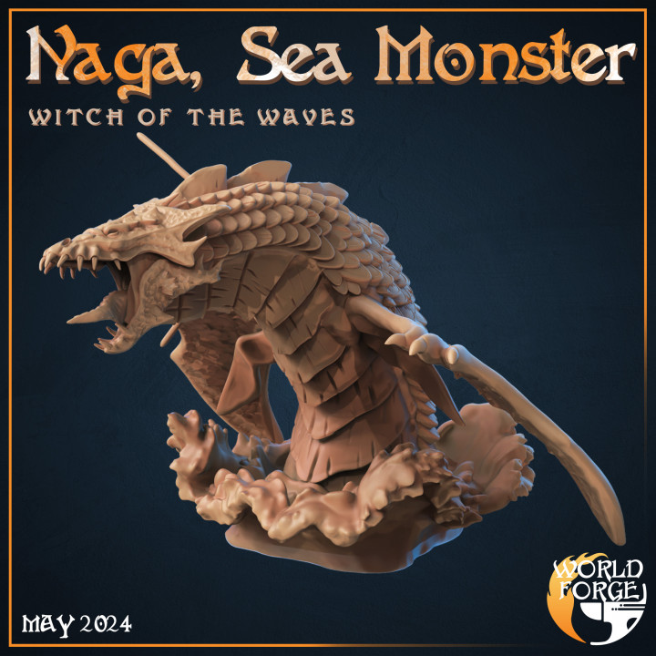 3D Printable Naga - Sea Monster by World Forge Miniatures