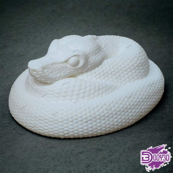 3D Printable Coiled Snake by BODY3D