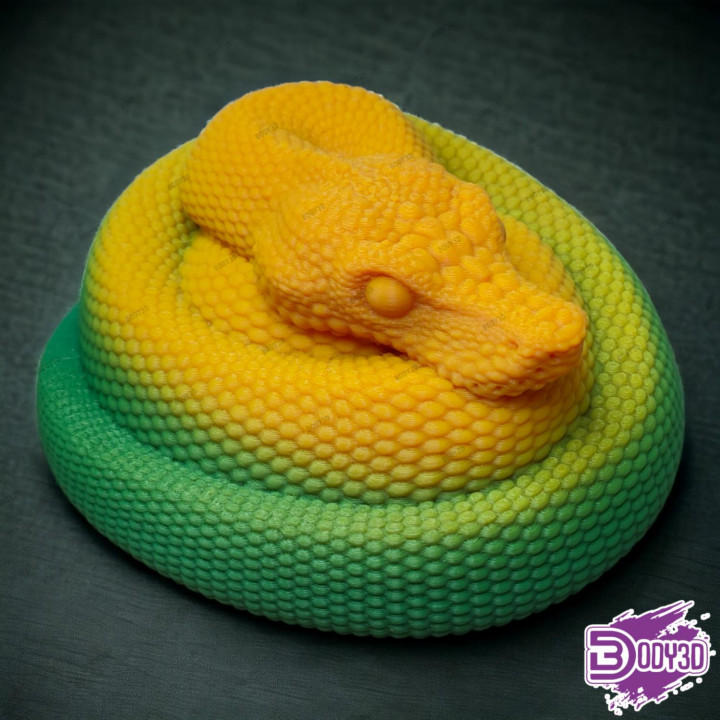 3D Printable Coiled Snake by BODY3D