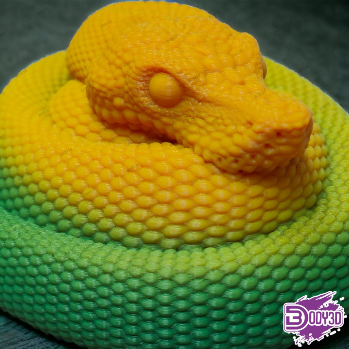 3D Printable Coiled Snake by BODY3D