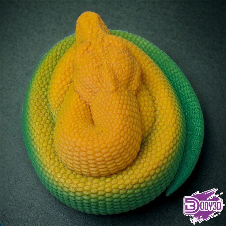 3D Printable Coiled Snake by BODY3D
