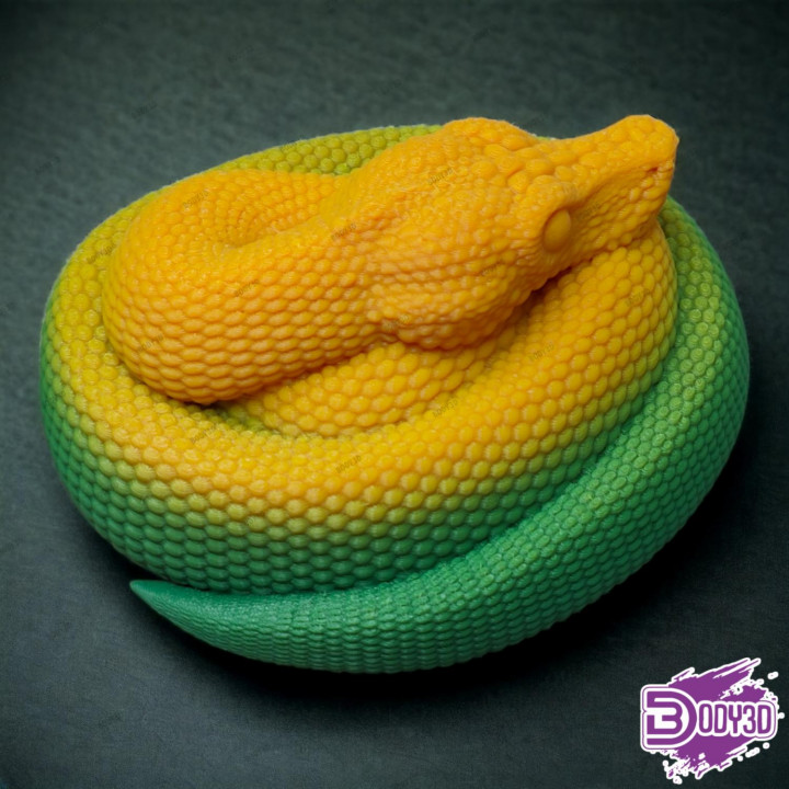 3D Printable Coiled Snake by BODY3D