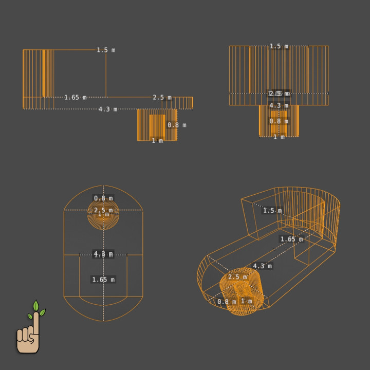 3D Printable Support Pole ovale Tringle - Dressing by LeafyFinger