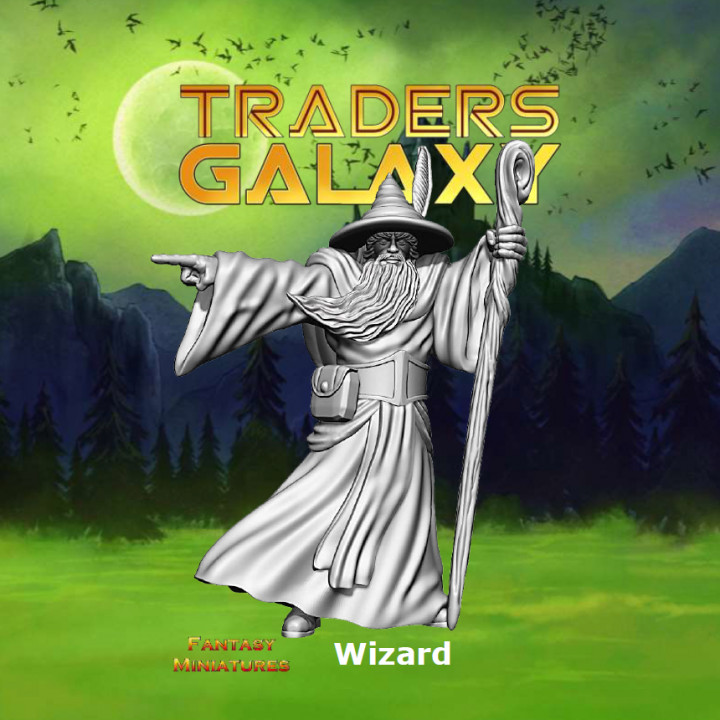 3D Printable Wizard version 2 by Traders Galaxy Miniatures and Games
