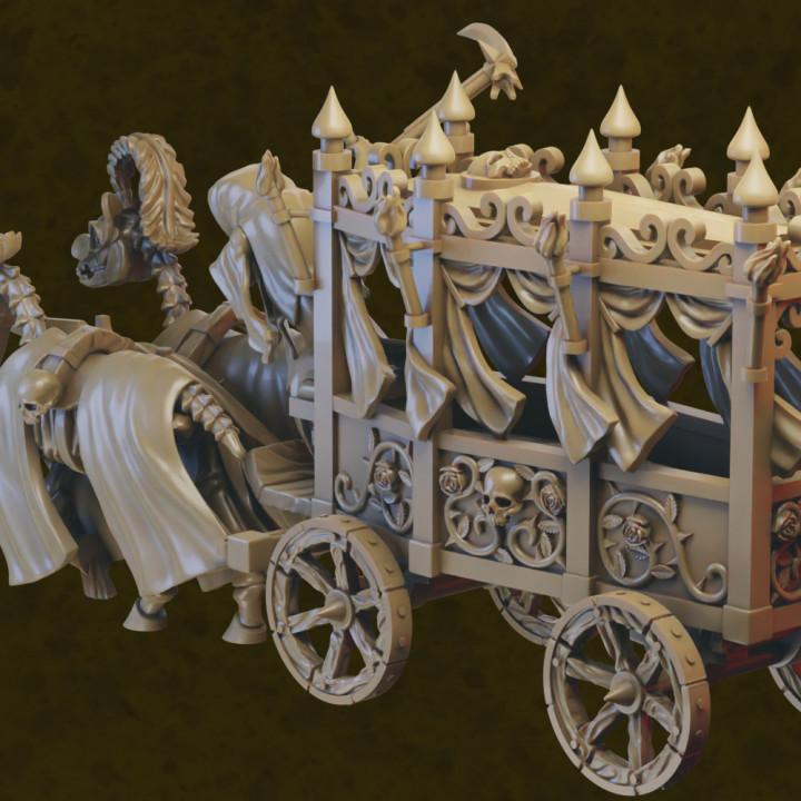 3D Printable Black Coach miniature (32mm, modular) by Juhász Gergely