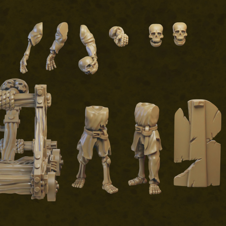 3D Printable Undead Catapult miniature (32mm, modular) by Juhász Gergely