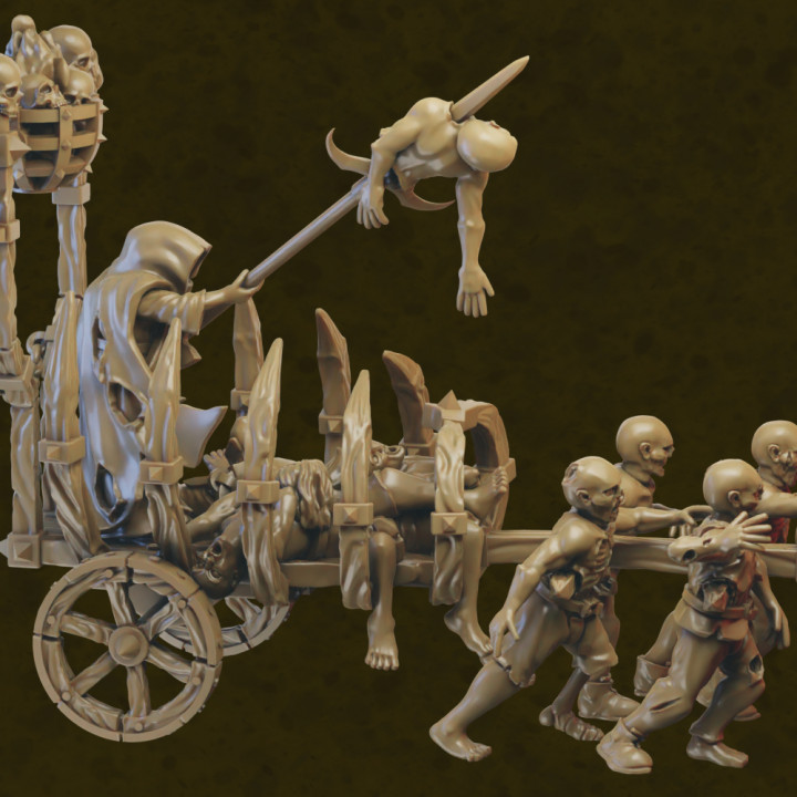 3D Printable Corpse Cart miniature (32mm, modular) by Juhász Gergely